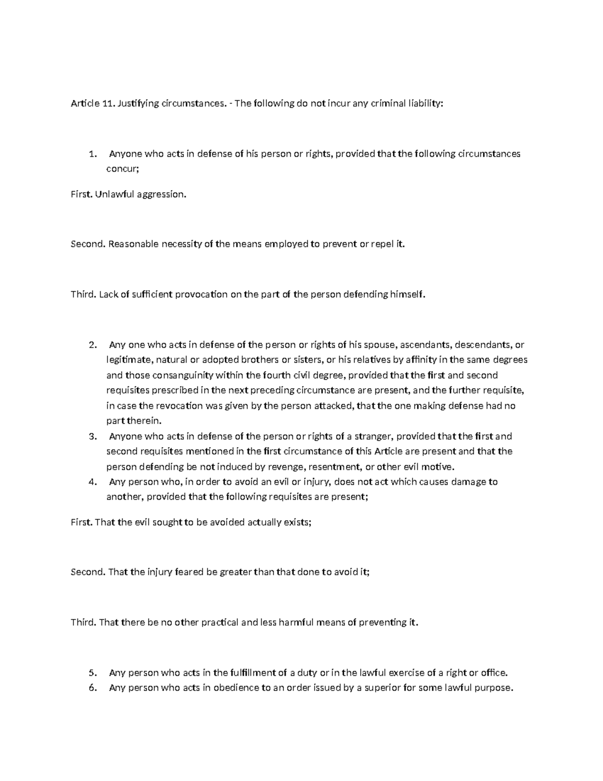 Article 11-15 - Article 11. Justifying circumstances. - The following ...