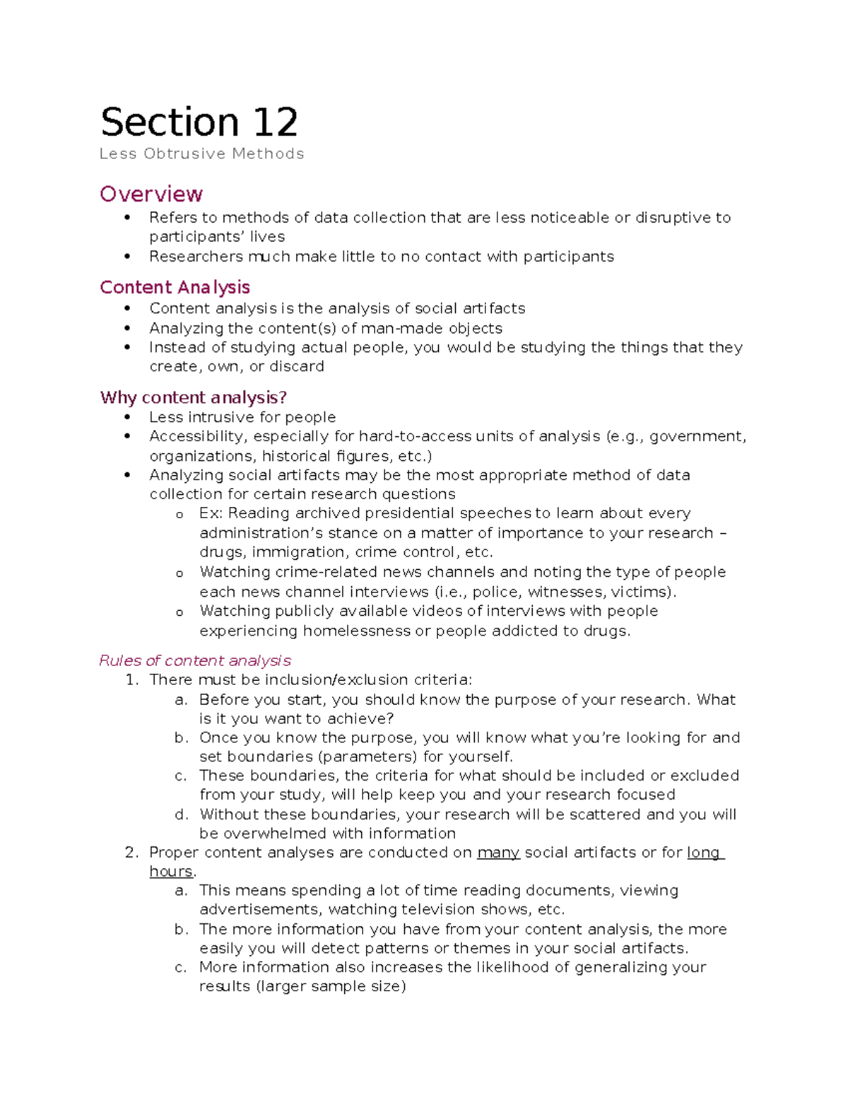 Section 12 - Less Obstructive Methods - Section 12 Less Obtrusive ...