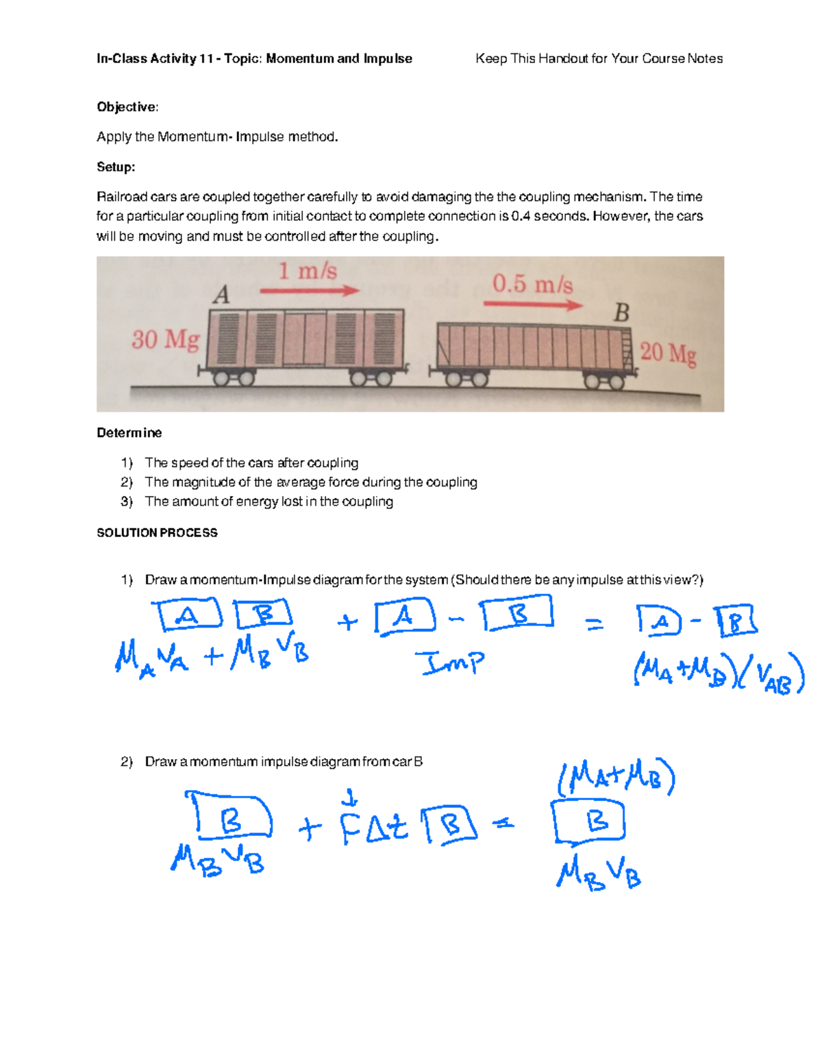 IC11 Momentum and Impulse Final - In-Class Activity 11 - Topic ...