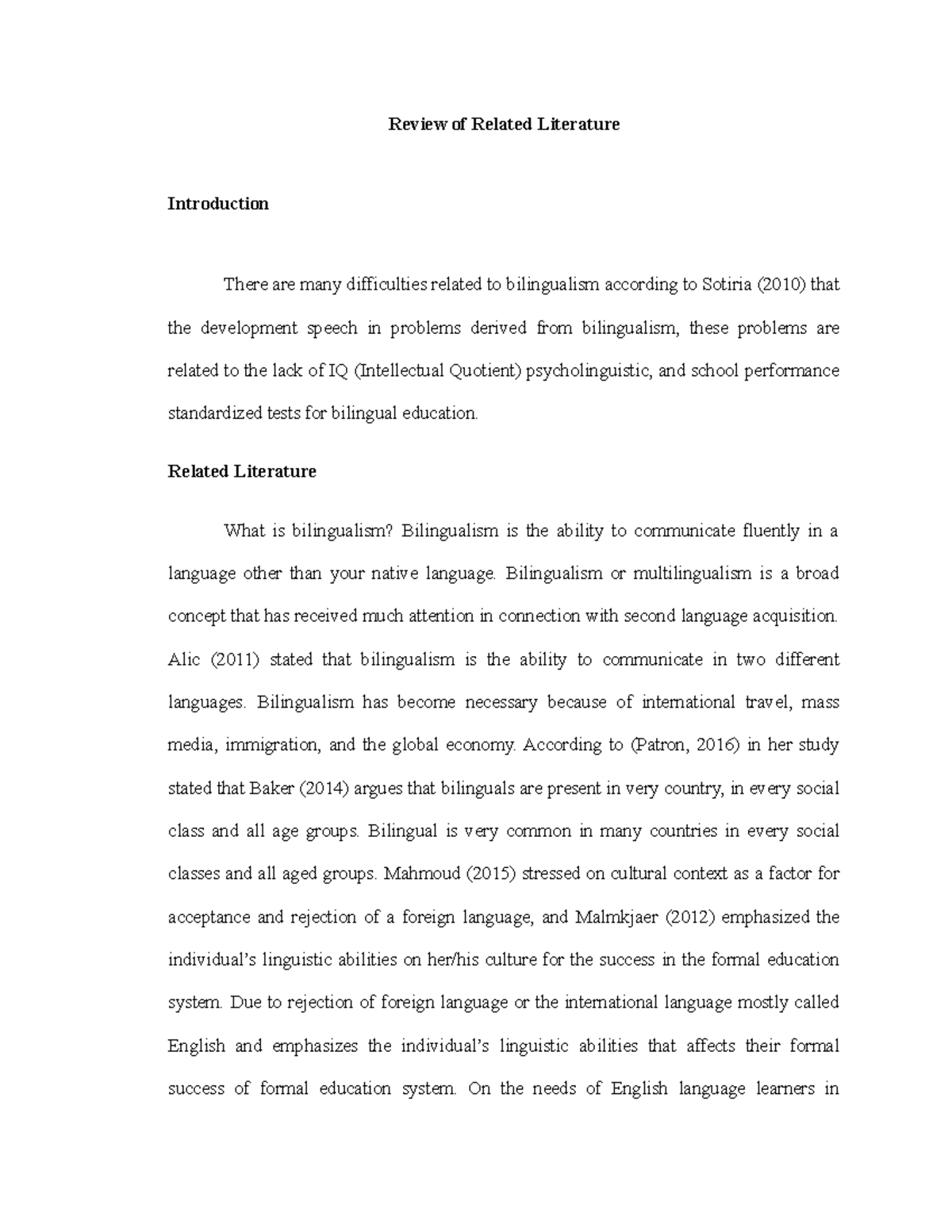 Review of Related Literature 1 - Review of Related Literature ...