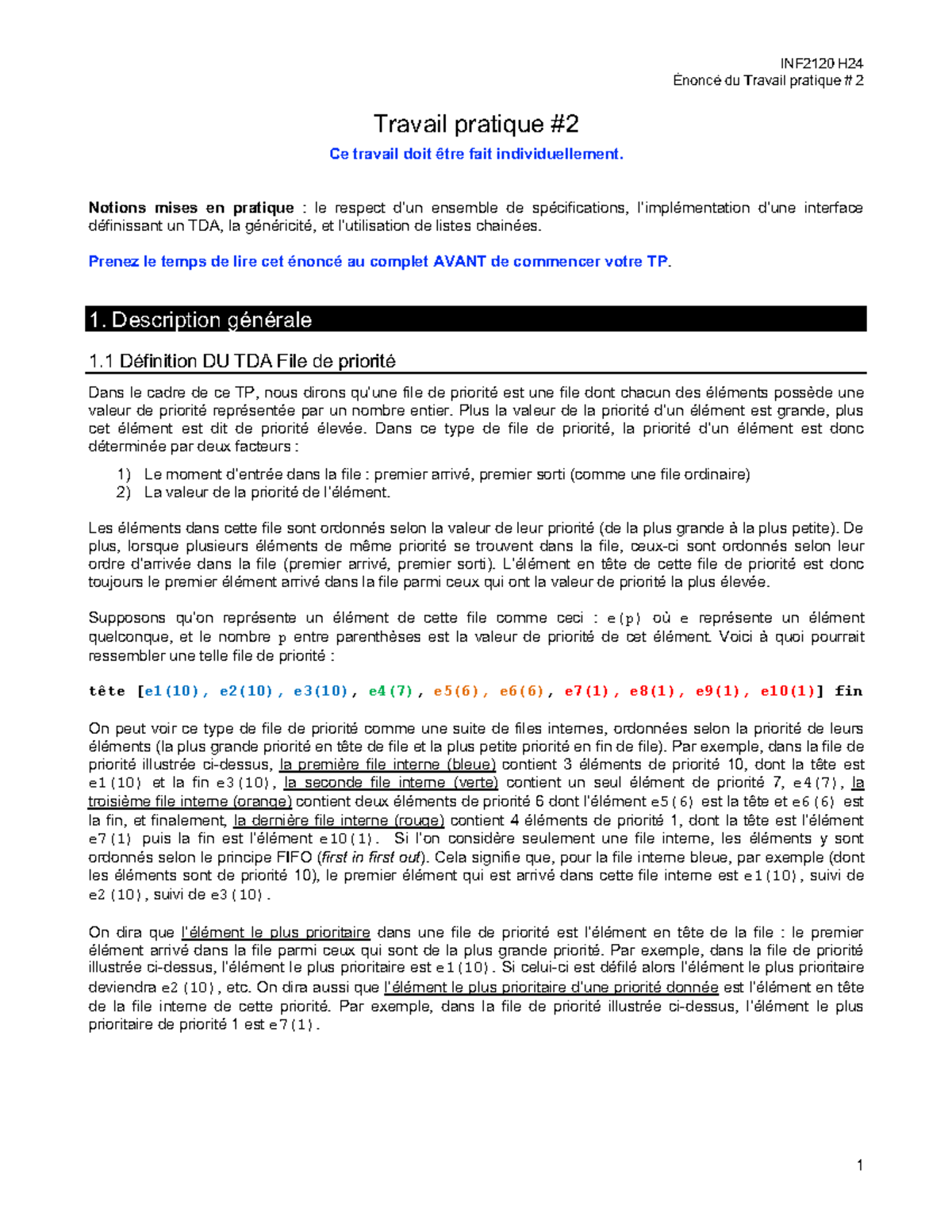 INF2120 H24 Enonce TP2 - Énoncé du Travail pratique # 2 Travail pratique Ce travail doit être ...