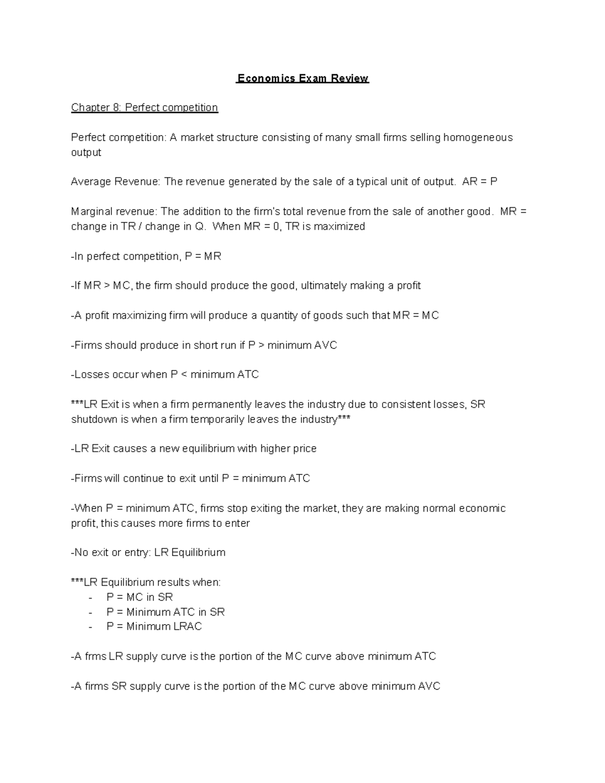 Economics Exam Review - Exam study - Economics Exam Review Chapter 8 ...