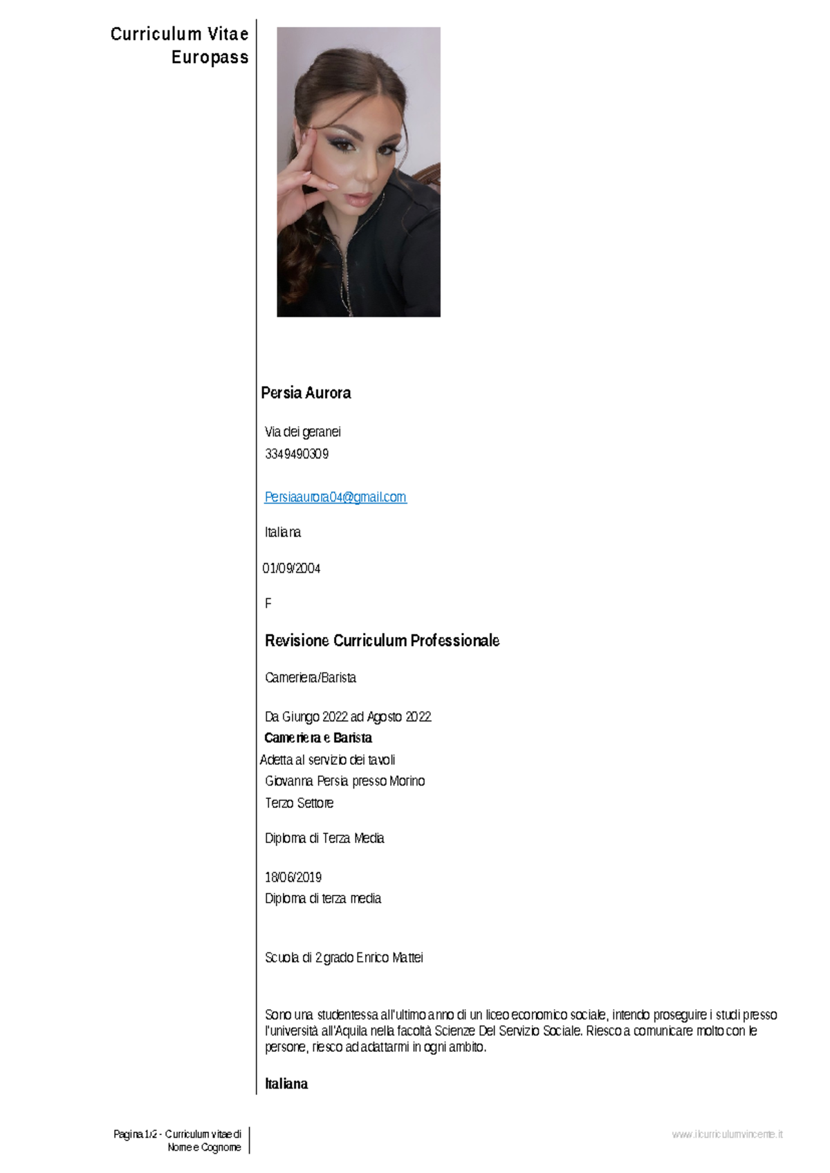 Copia di Curriculum-vitae-da-compilare-in-Word - Curriculum Vitae ...