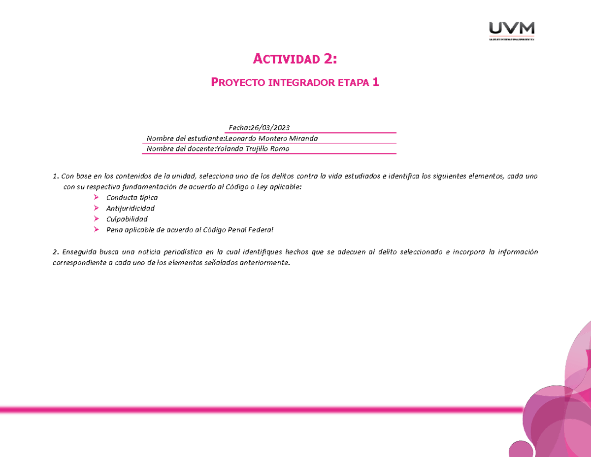 Actividad 2 Proyecto Integrador Etapa 1 Actividad 2 Proyecto