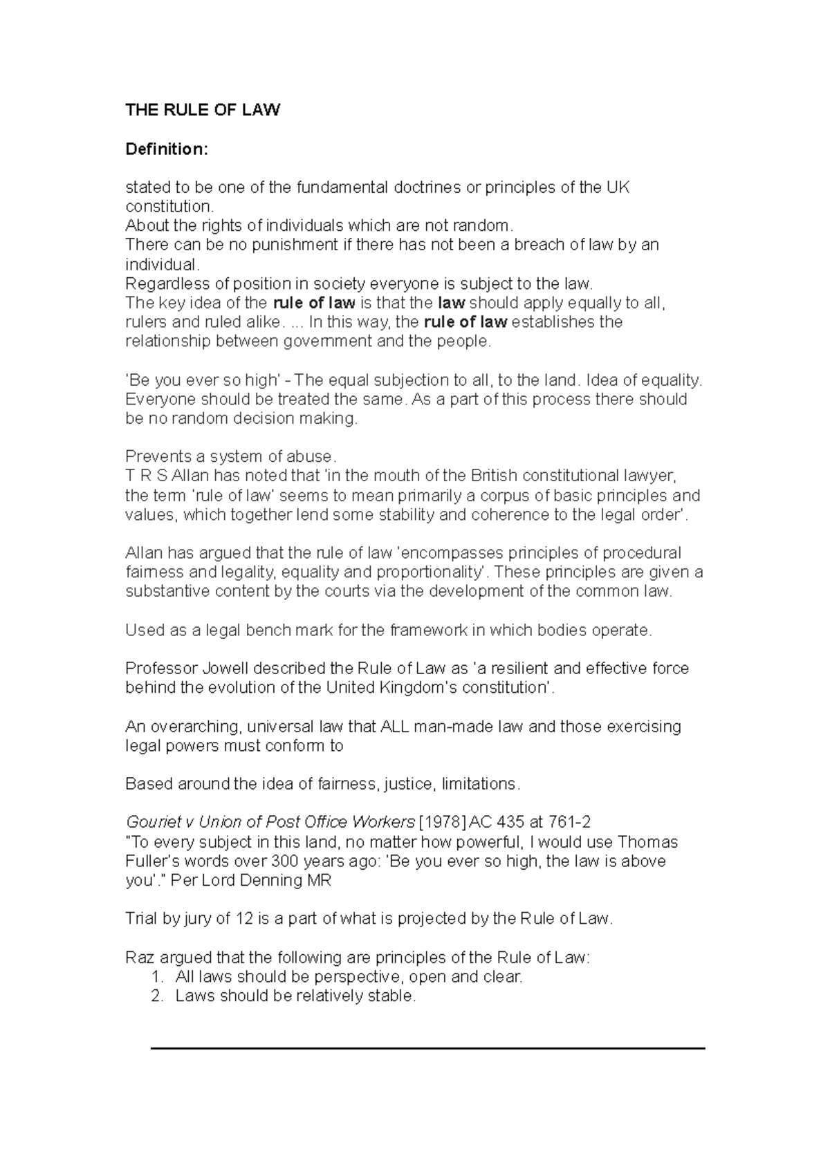 Lecture 3 Rule Of Law Rule Of Law THE RULE OF LAW Definition