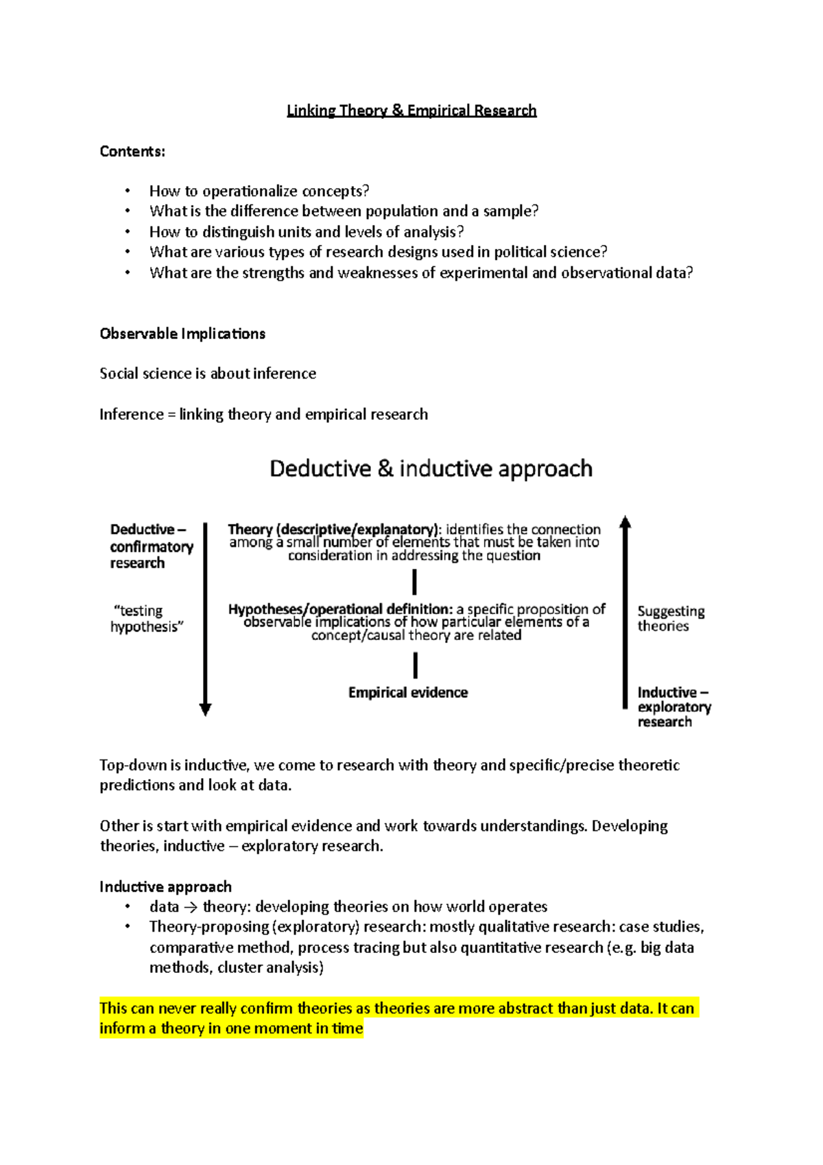 Linking Theory and Empirical Research: Concepts Population Sample Units ...