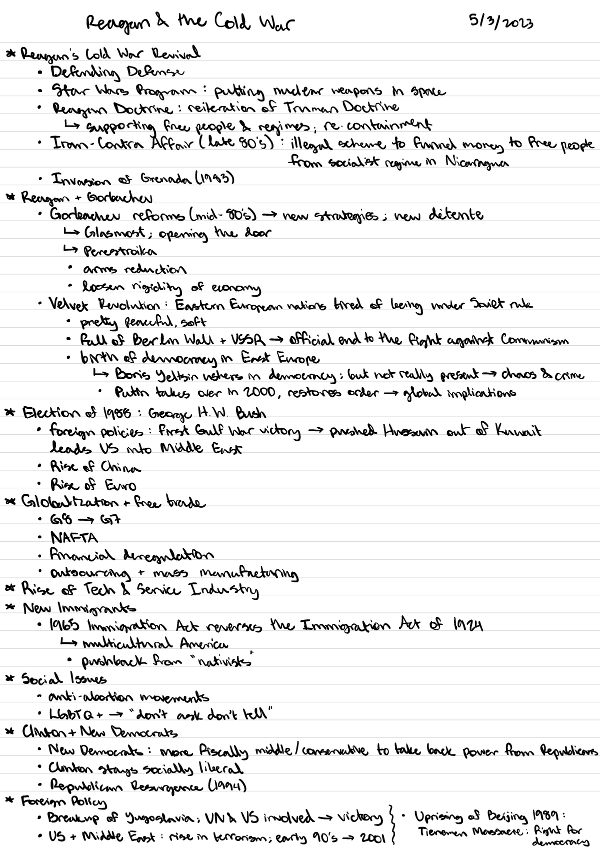 Apush-endnotes - last notes - Reagan & The Cold War 5/3/ * Reagan's ...