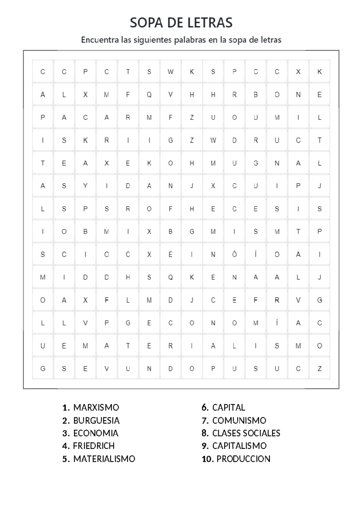SOPA DE Letras 1 - Nhjk - Principios de Economia - 1. MARXISMO 2 ...
