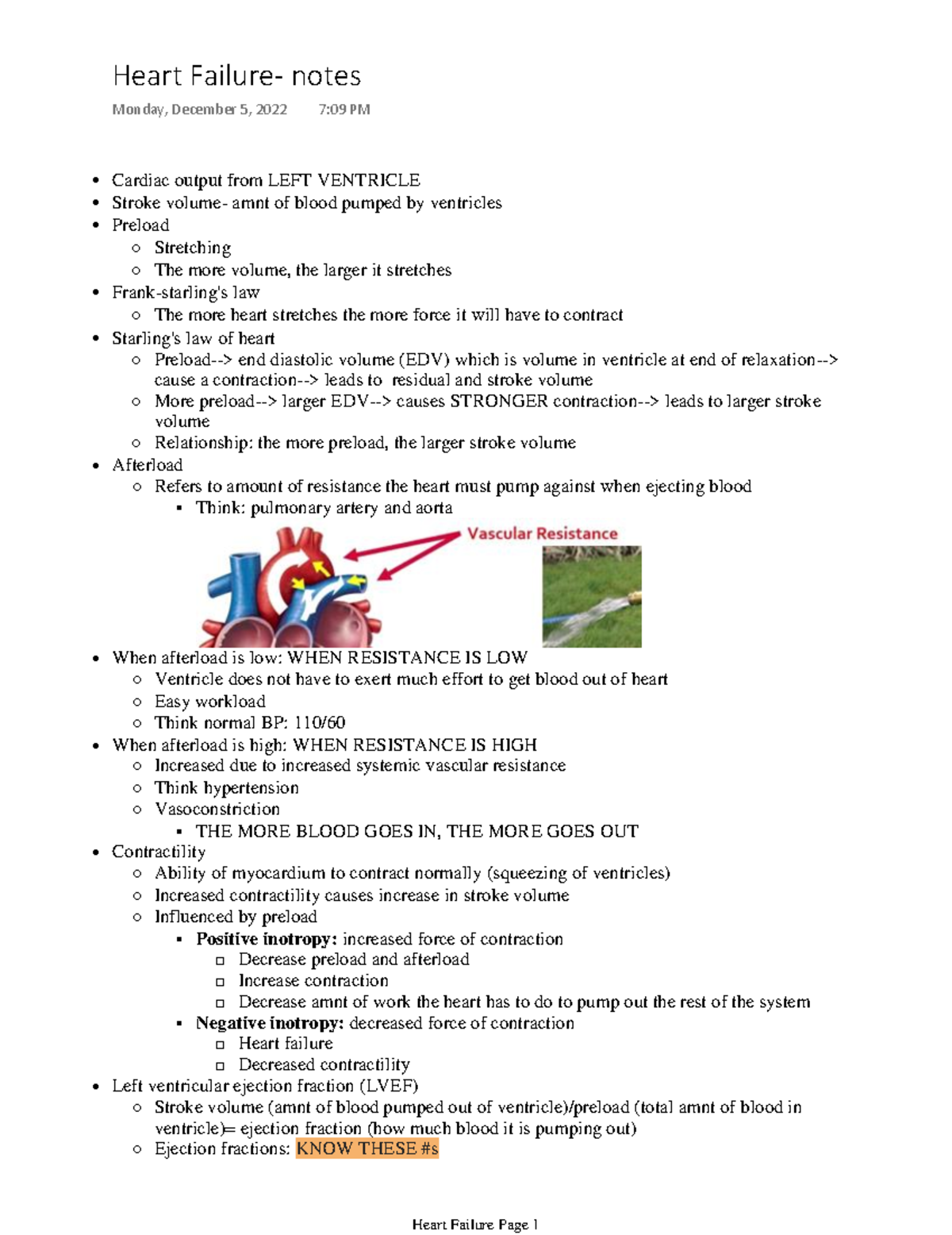 Heart Failure- notes - • Cardiac output from LEFT VENTRICLE • Stroke ...