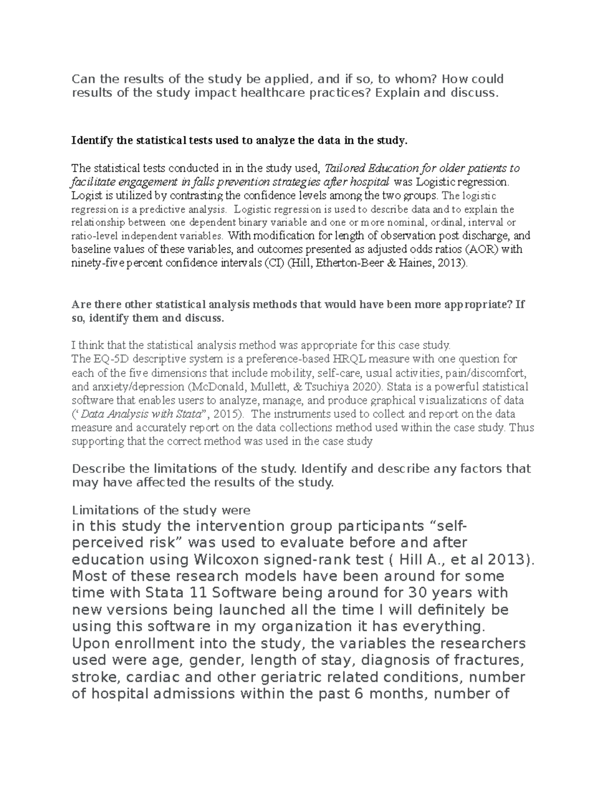 HCM-440 6-1 - Case study - Can the results of the study be applied, and ...