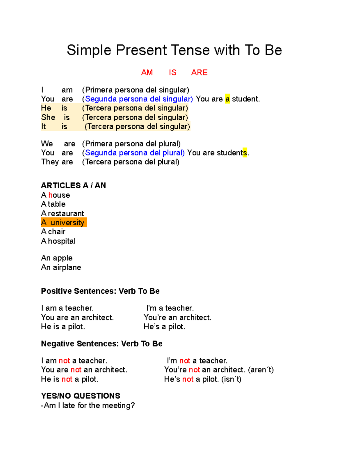 Simple Present Tense Guide - Simple Present Tense with To Be AM IS ARE ...