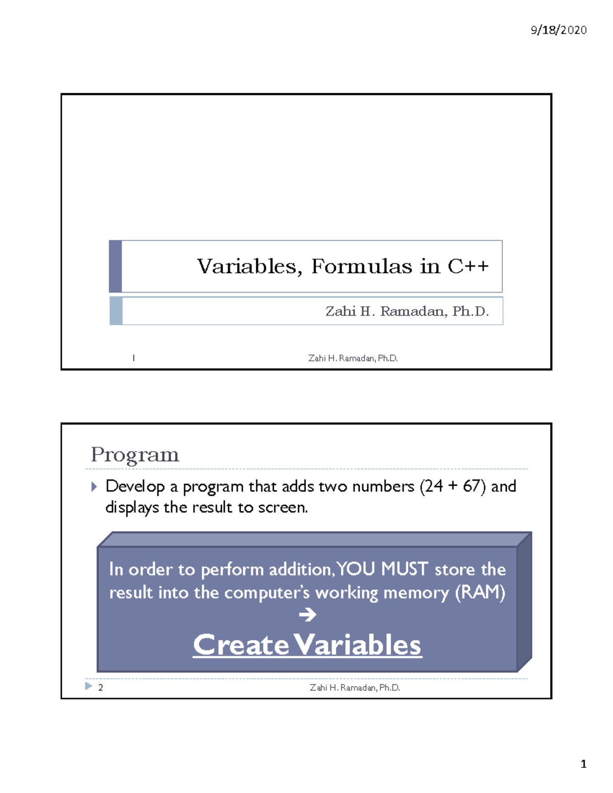 02 Variables, Formulas in C++ PDF by Dr Demorgan of the demogorgons in ...
