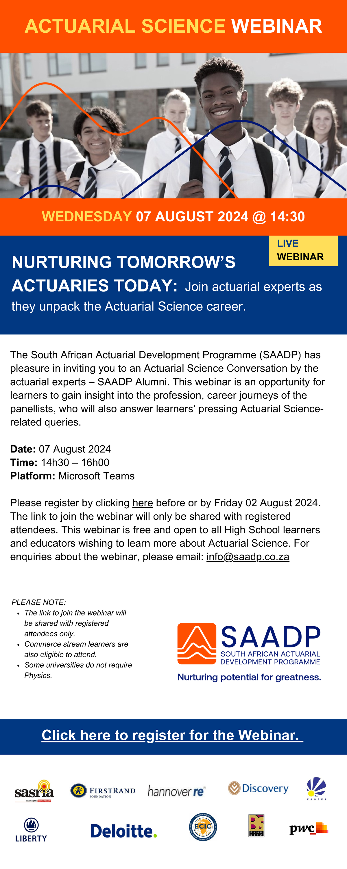 Invitation Actuarial Science Webinar - The South African Actuarial Development Programme (SAADP ...