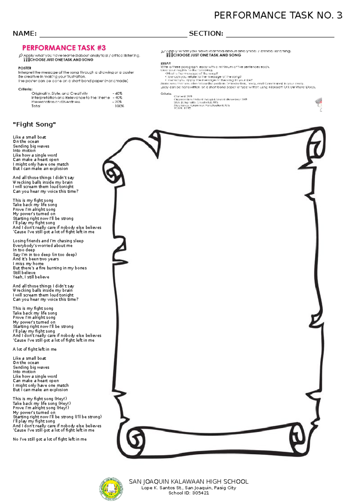 Q1-PT3 - rizal - PERFORMANCE TASK NO. 3 NAME ...