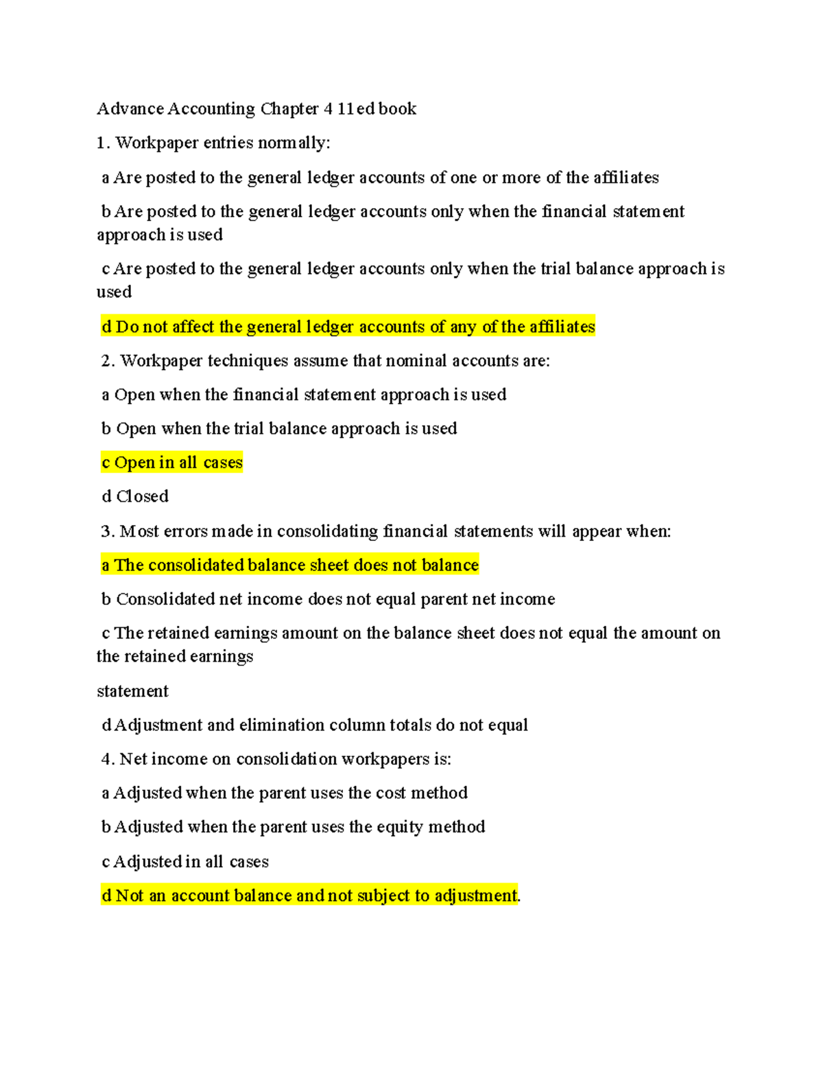Advance Accounting Chapter finals - Advance Accounting Chapter 4 11ed ...
