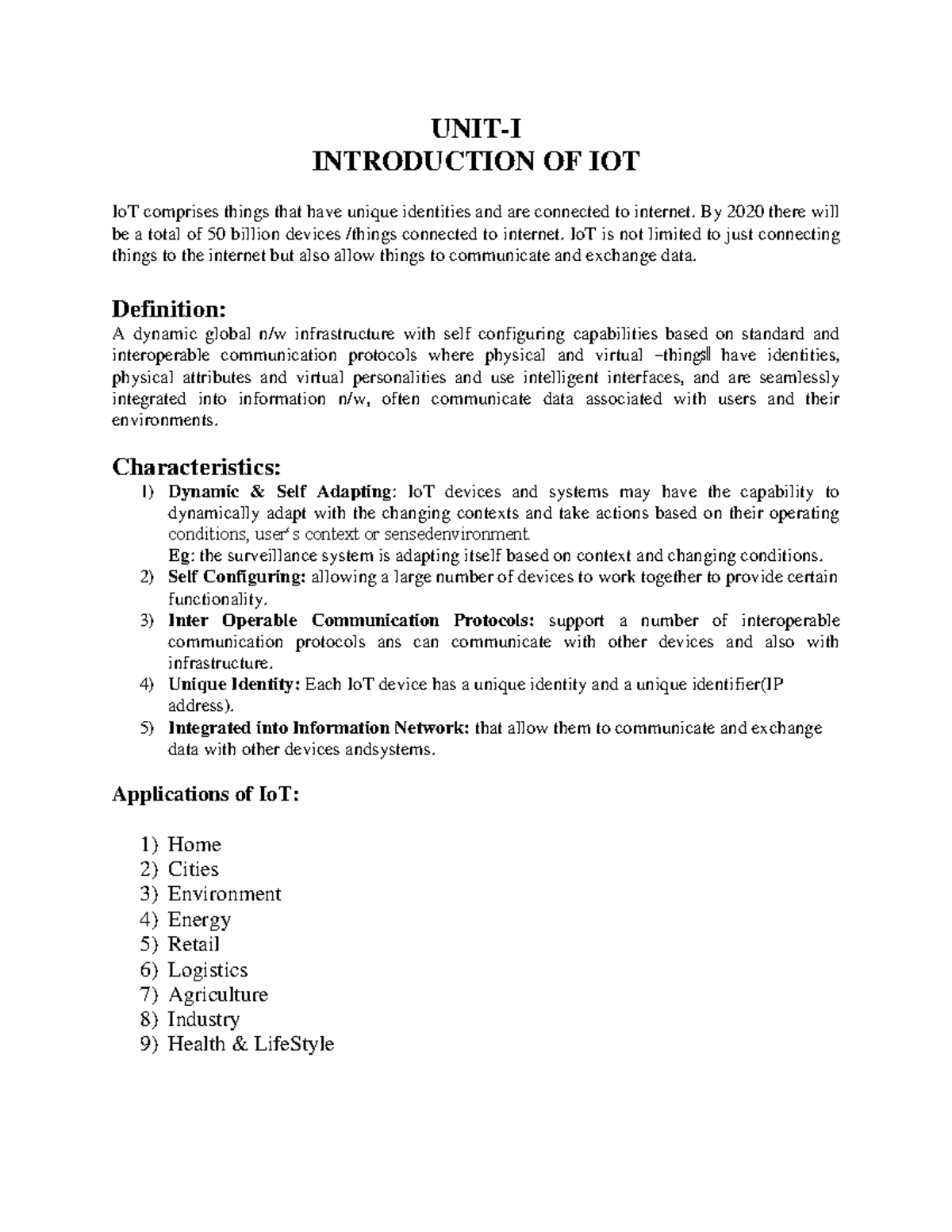 Internet of Things and its Applications 1 - UNIT-I INTRODUCTION OF IOT ...