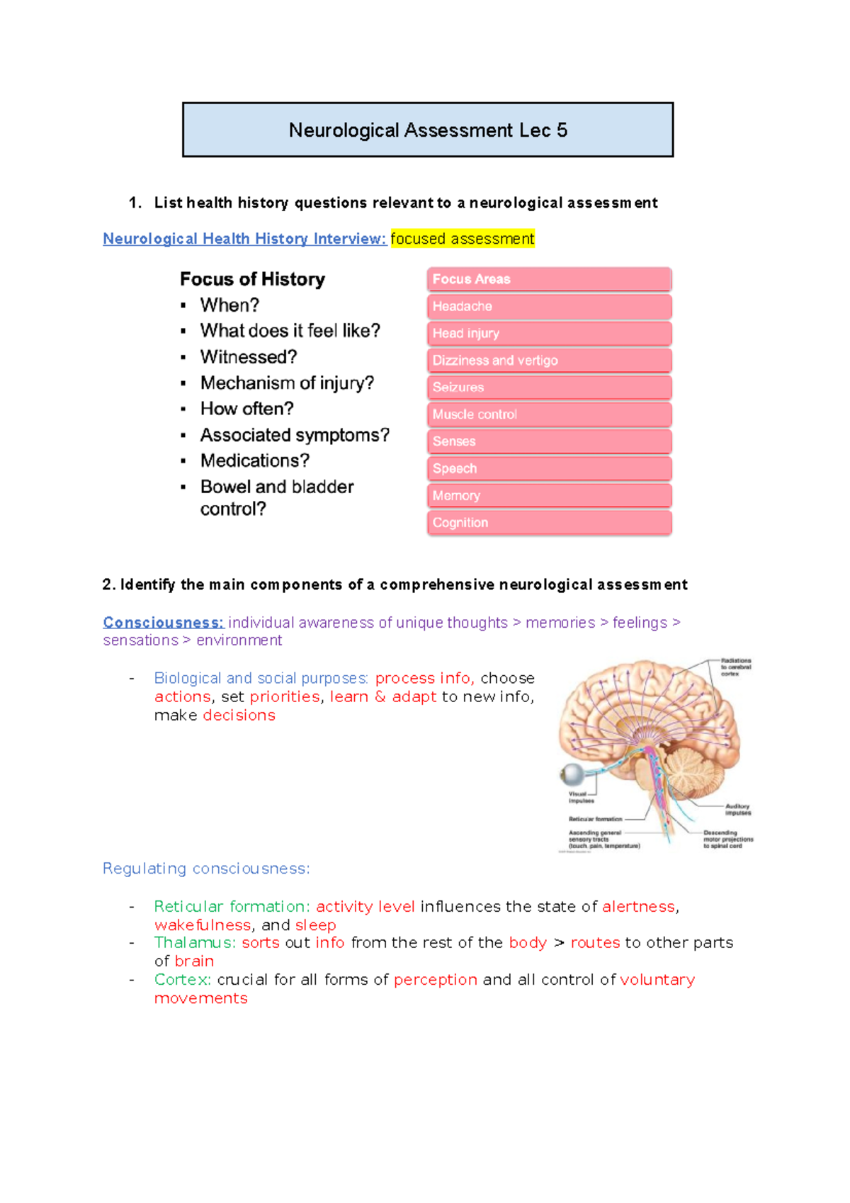 Week 5 Neurological Assessment - NUR1112 - Monash - Studocu