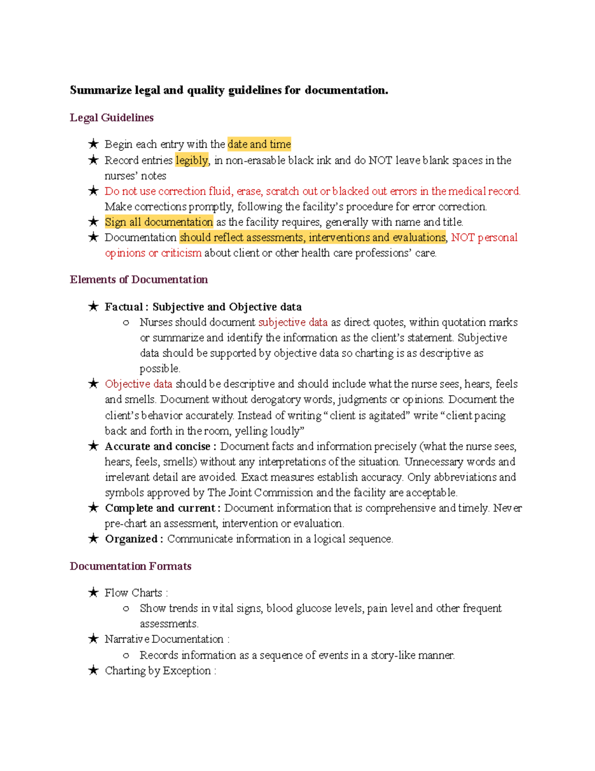 Week 3 Fundamentals - notes - Summarize legal and quality guidelines ...