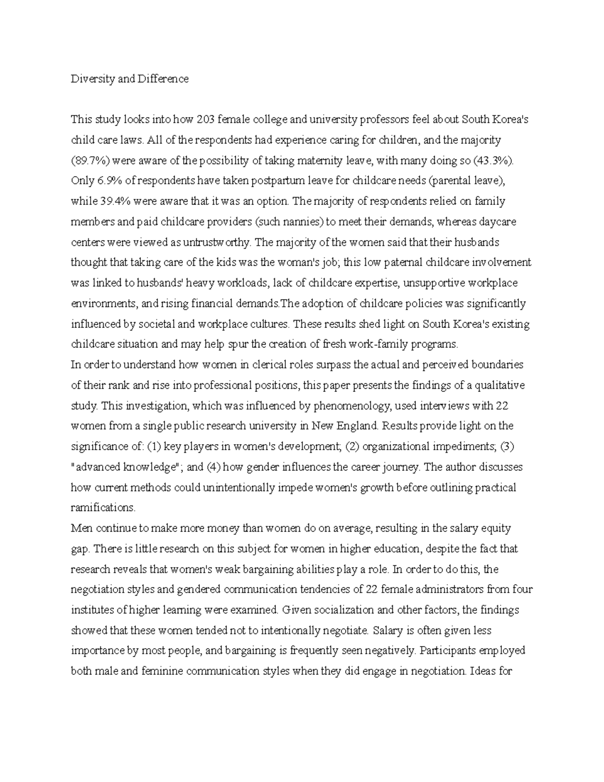 Diversity and Difference- Character - Diversity and Difference This ...