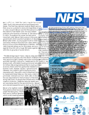Factors that led to the NHS - Distinction achieved - Factors that ...