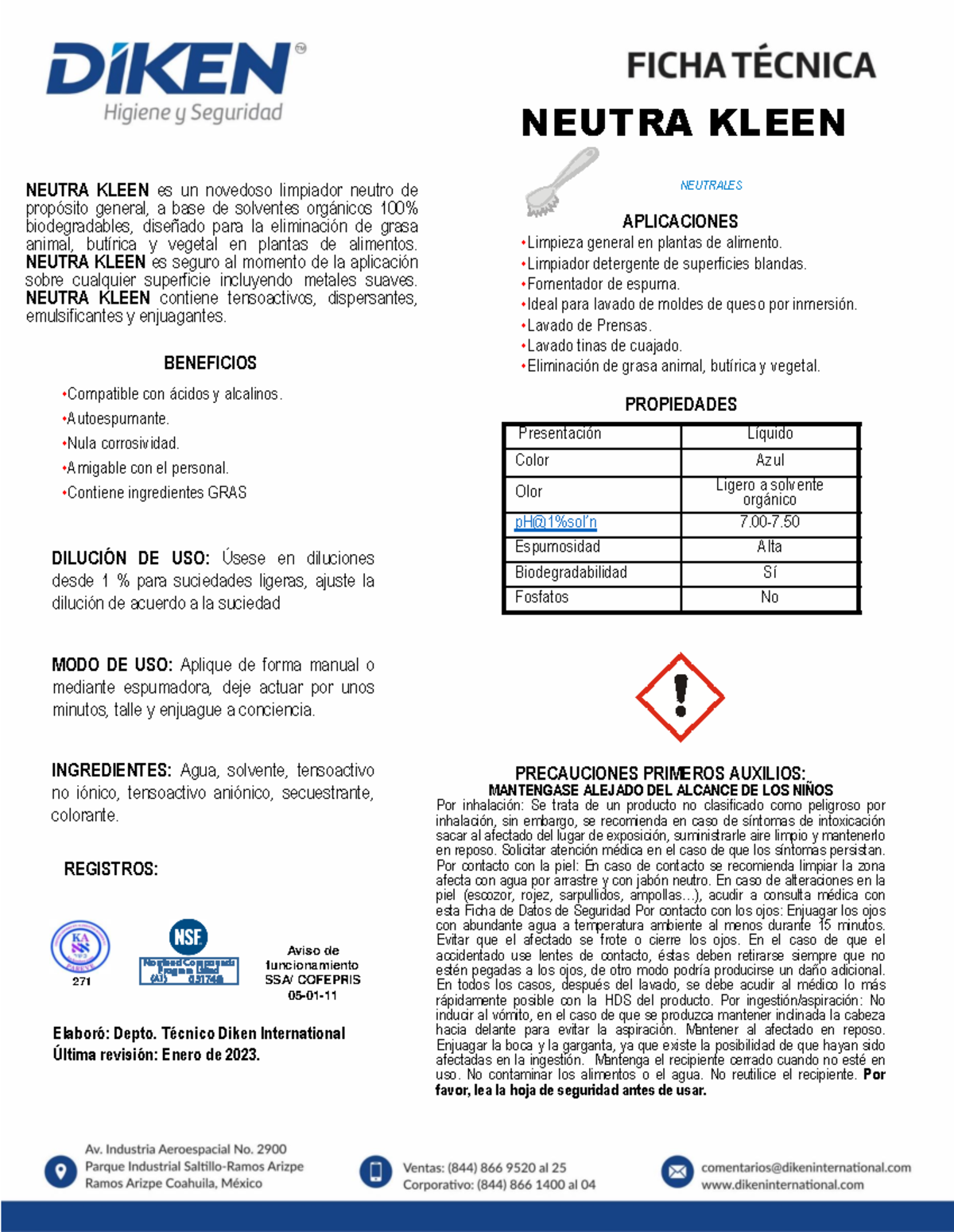 Neutrakleen - Ficha Técnica - NEUTRA KLEEN NEUTRA KLEEN es un novedoso ...