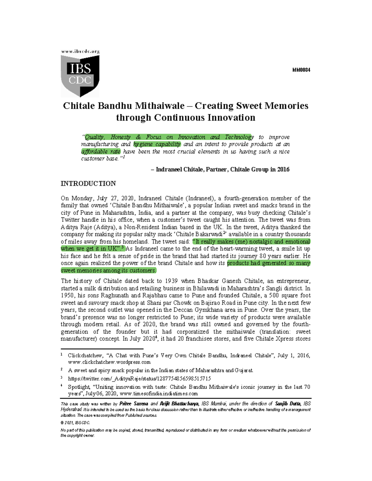 Case Study Competition - This case study was written by Pritee Saxena ...