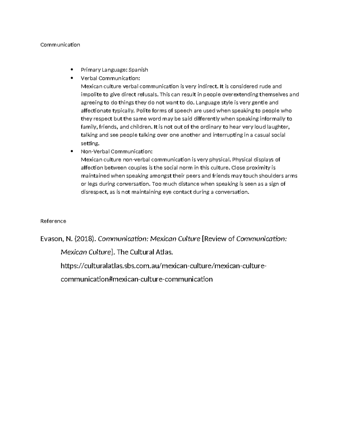 Mexico Cultural Project Communication - Communication Primary Language ...