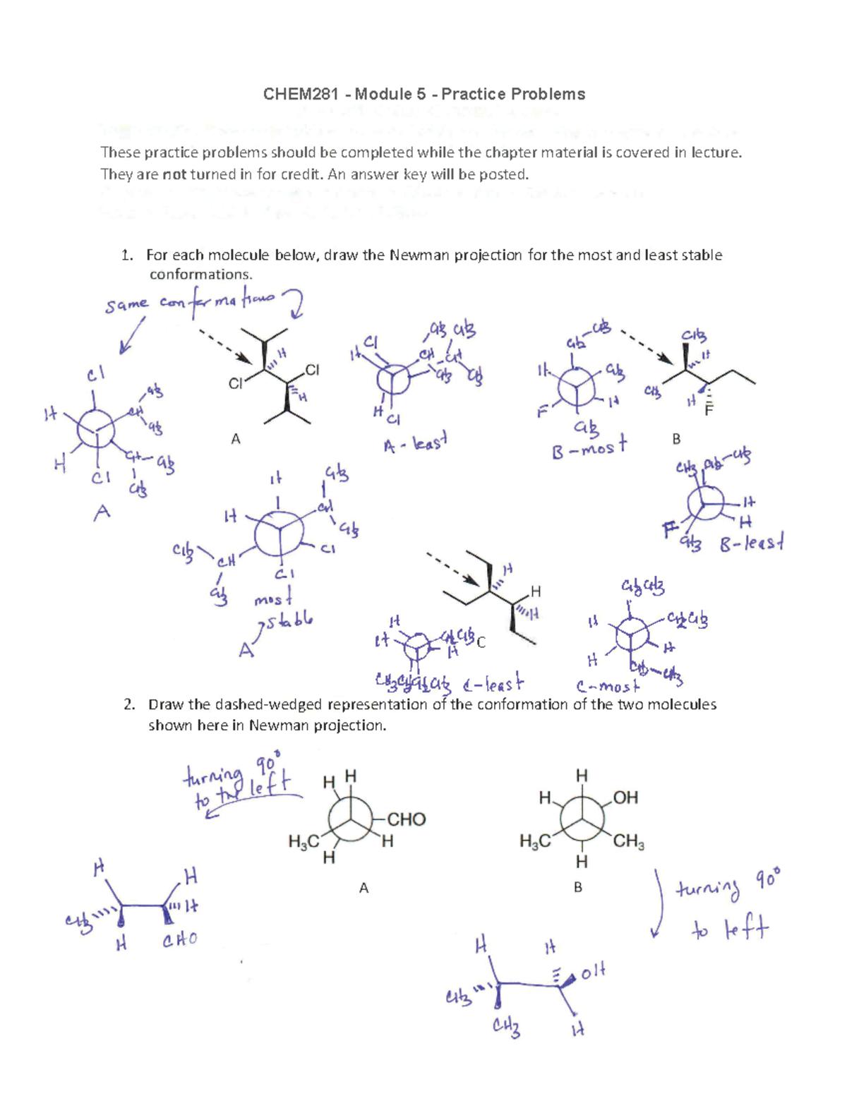 Module 5 Ans Key - CHEM281 - Module 5 - Practice Problems - Studocu