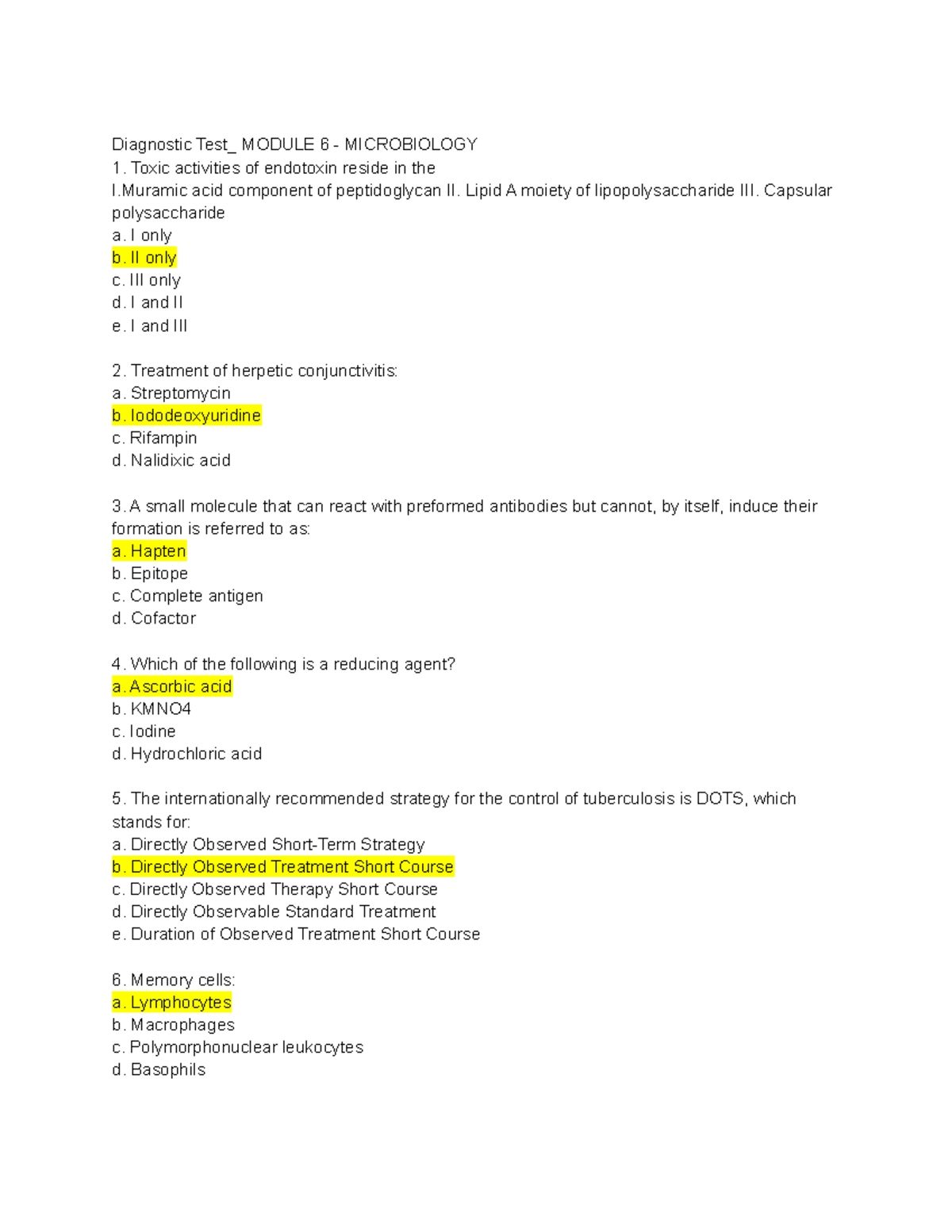 Diagnostic-module-6 - 1234 - Diagnostic Test_ MODULE 6 - MICROBIOLOGY ...