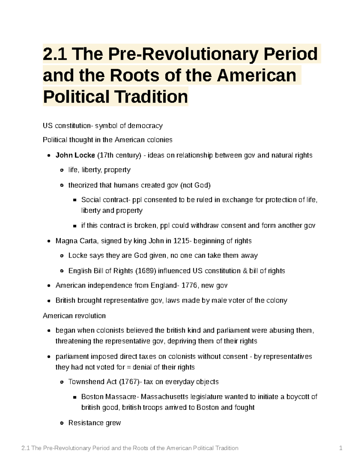 American Government chapter 2.1 - 2 The Pre-Revolutionary Period and ...