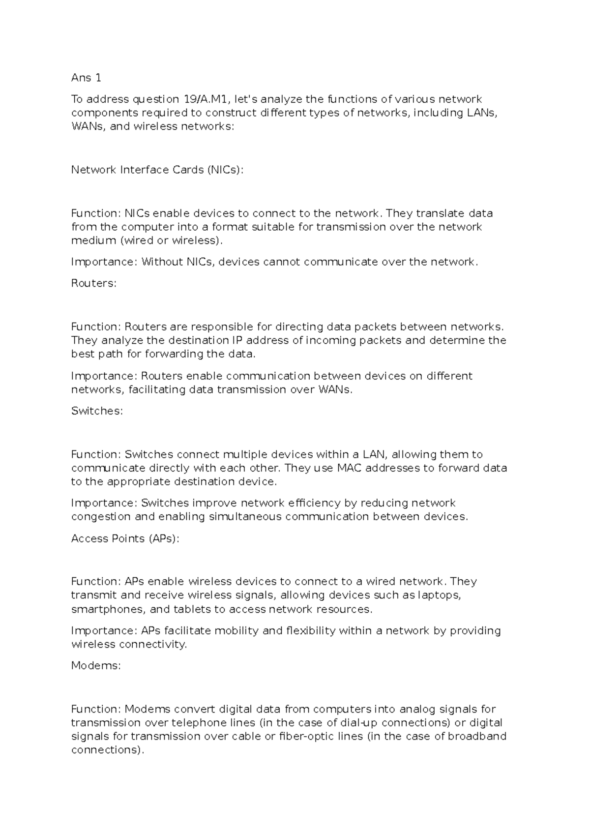 123 - rebber re g - Ans 1 To address question 19/A, let's analyze the ...