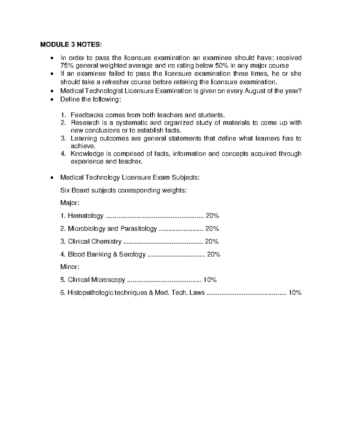Module 3 SOME Reminders - MODULE 3 NOTES: In order to pass the ...