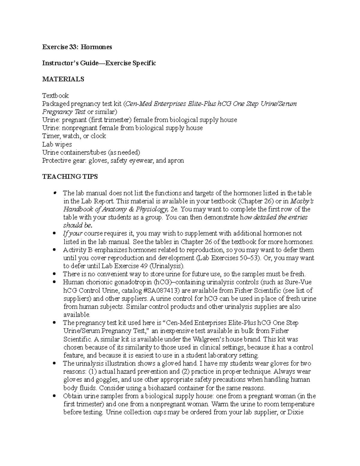 Exercise 33 - activity review and summary notes - Exercise 33: Hormones ...