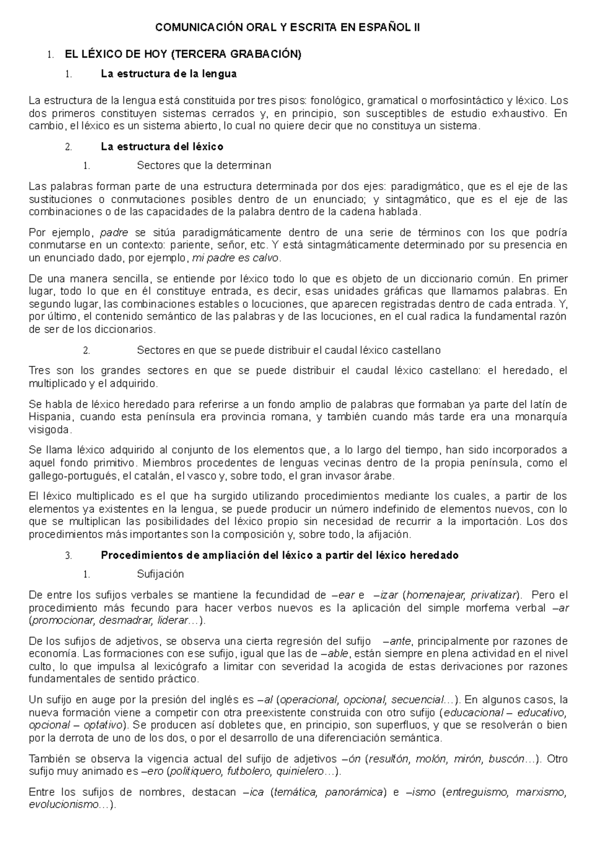 Manuel Seco 03 - COMUNICACIÓN ORAL Y ESCRITA EN ESPAÑOL II 1. EL LÉXICO ...