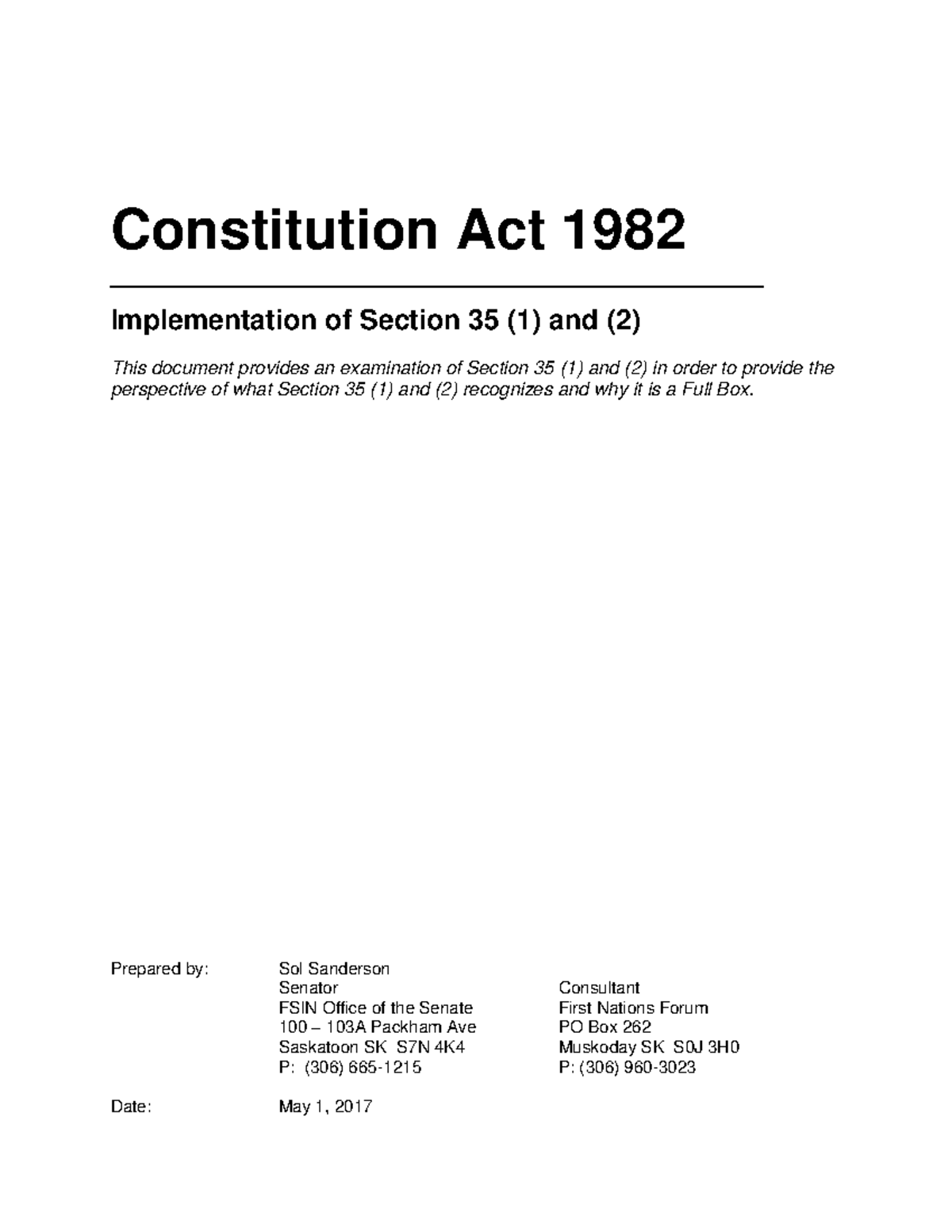 Constitution Act 2017-09-19 e - Constitution Act 1982 Implementation of ...