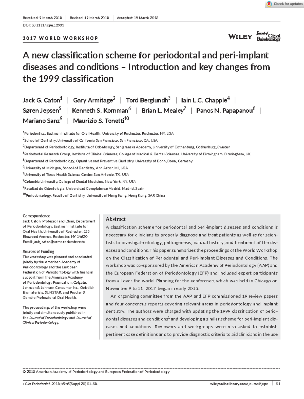 J Clinic Periodontology - 2018 - Caton - A new classification scheme ...