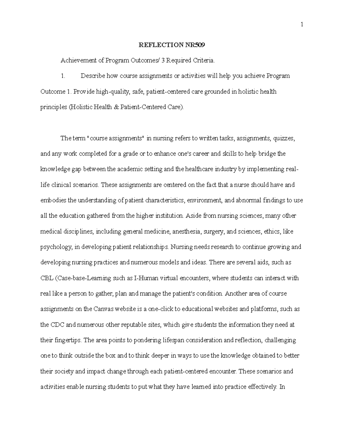 Complete Reflection NR509 - REFLECTION NR Achievement of Program ...