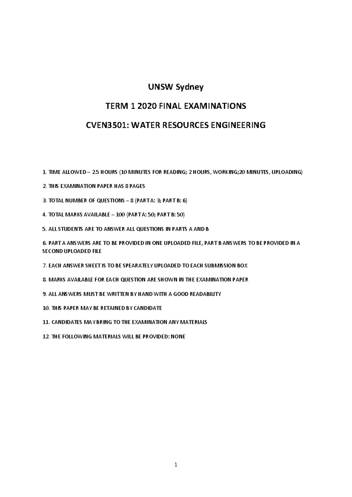 2020-CL-Sol - 2020-CL-Sol - 1 UNSW Sydney TERM 1 20 20 FINAL ...