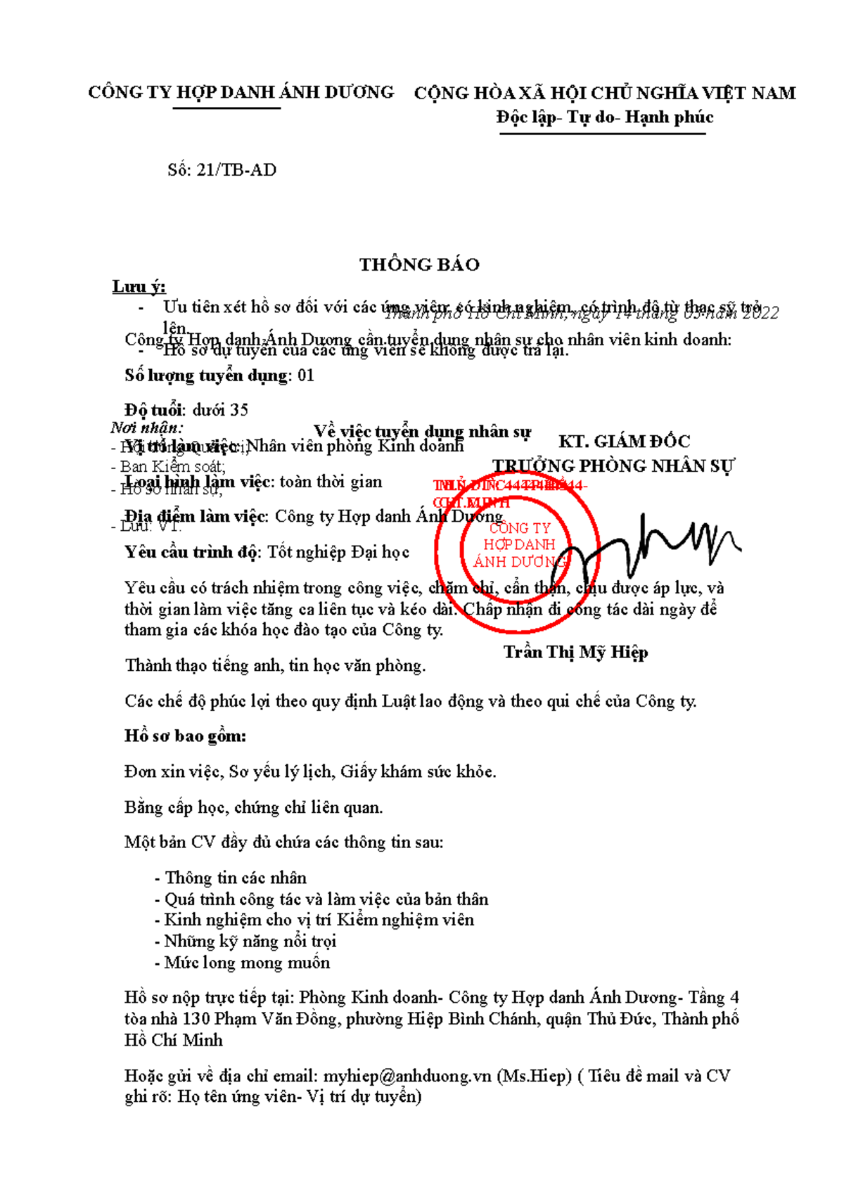 CTY Hợp danh ÁNh Dương - CTY Hợp danh ÁNh Dương.docx - M.S.D ...