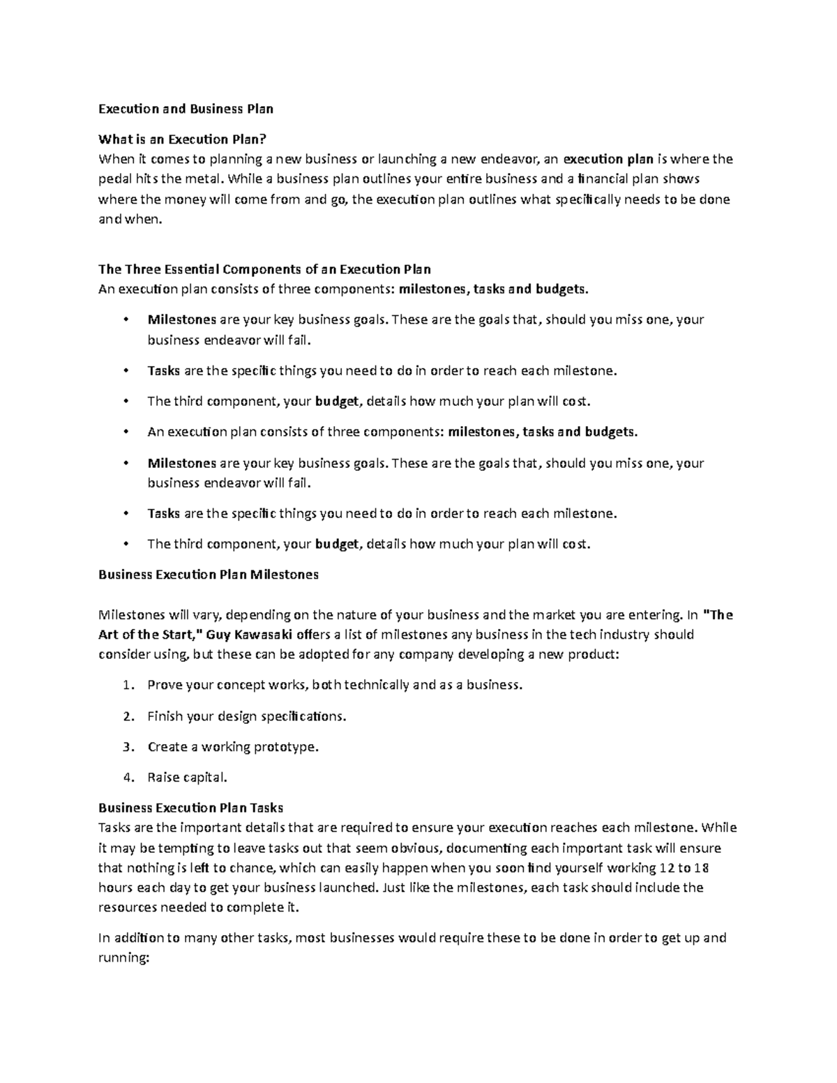 Execution and Business Plan - While a business plan outlines your ...