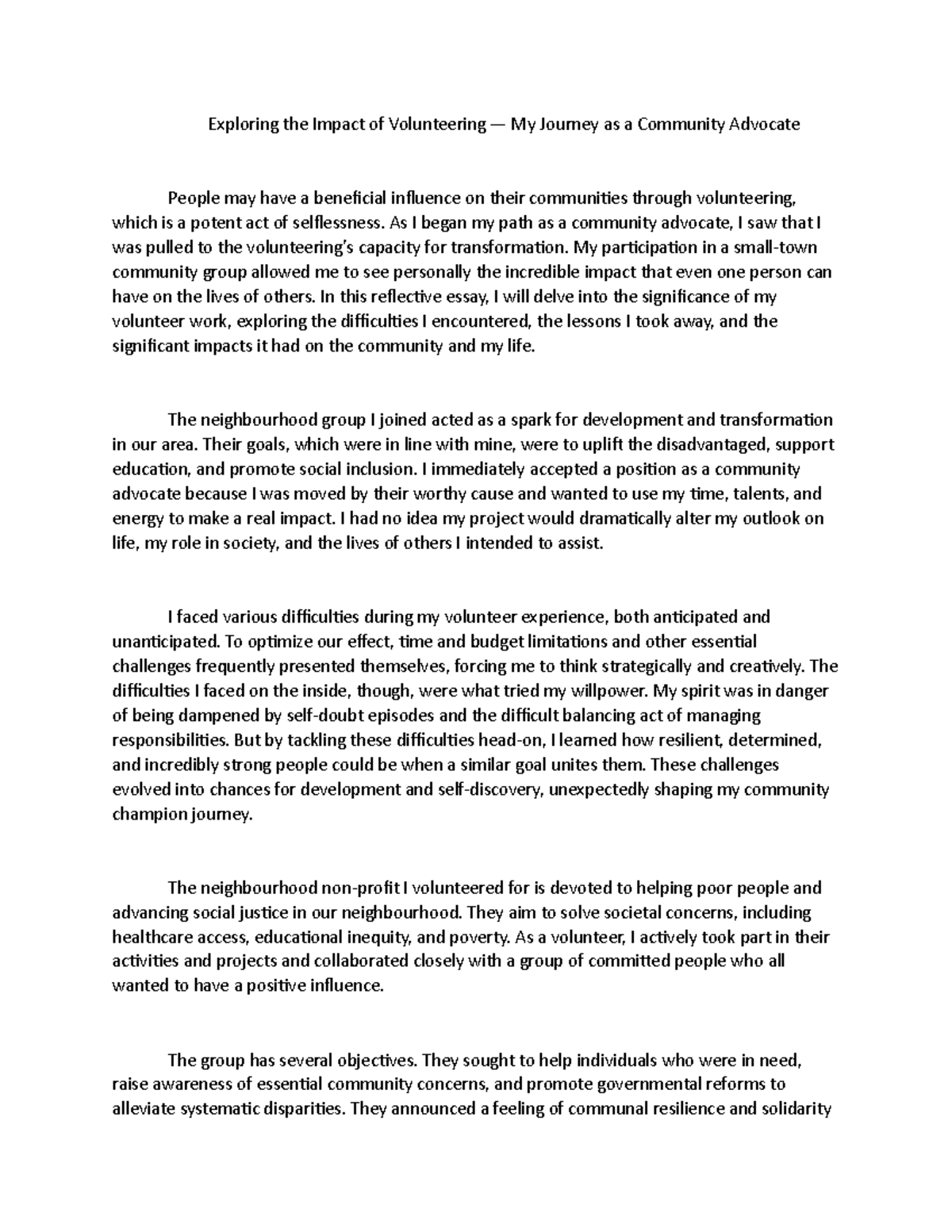 Exploring the Impact of Volunteering — My Journey as a Community ...