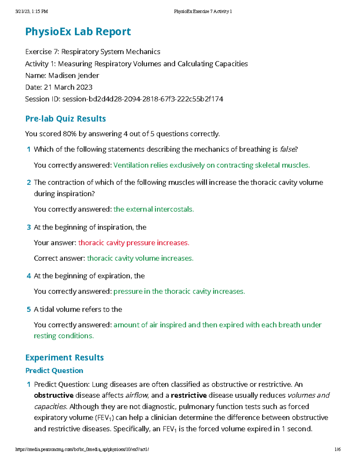 Physio Ex Exercise 7 Activity 1 - PhysioEx Lab Report Exercise 7 ...