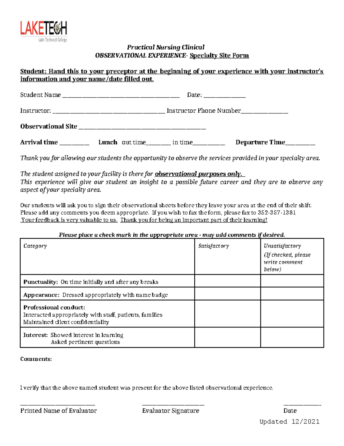 Clinical+Observation+Forms - Practical Nursing Clinical OBSERVATIONAL ...