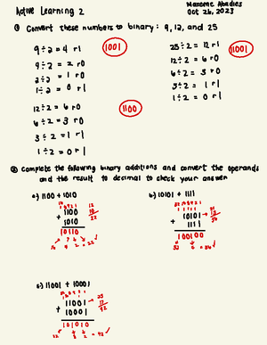 Additional Practice Questions - , convert base 2 to base 10). 11101 ...