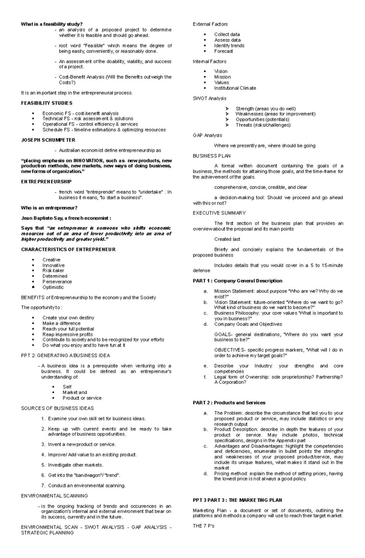 Feasibility Study Reviewer - What is a feasibility study? - an analysis ...