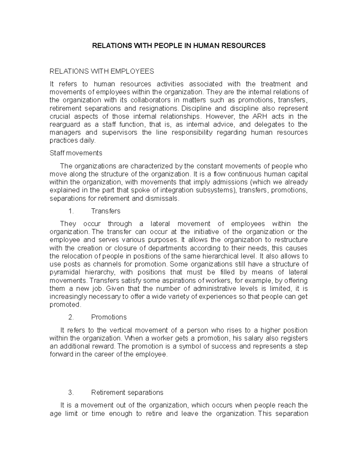 Relations WITH People IN Human Resources - RELATIONS WITH PEOPLE IN ...