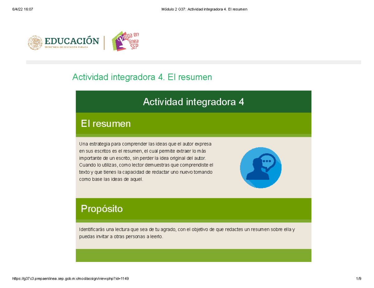 Módulo 2 G37 Actividad integradora 4. El resumen - Una estrategia para ...