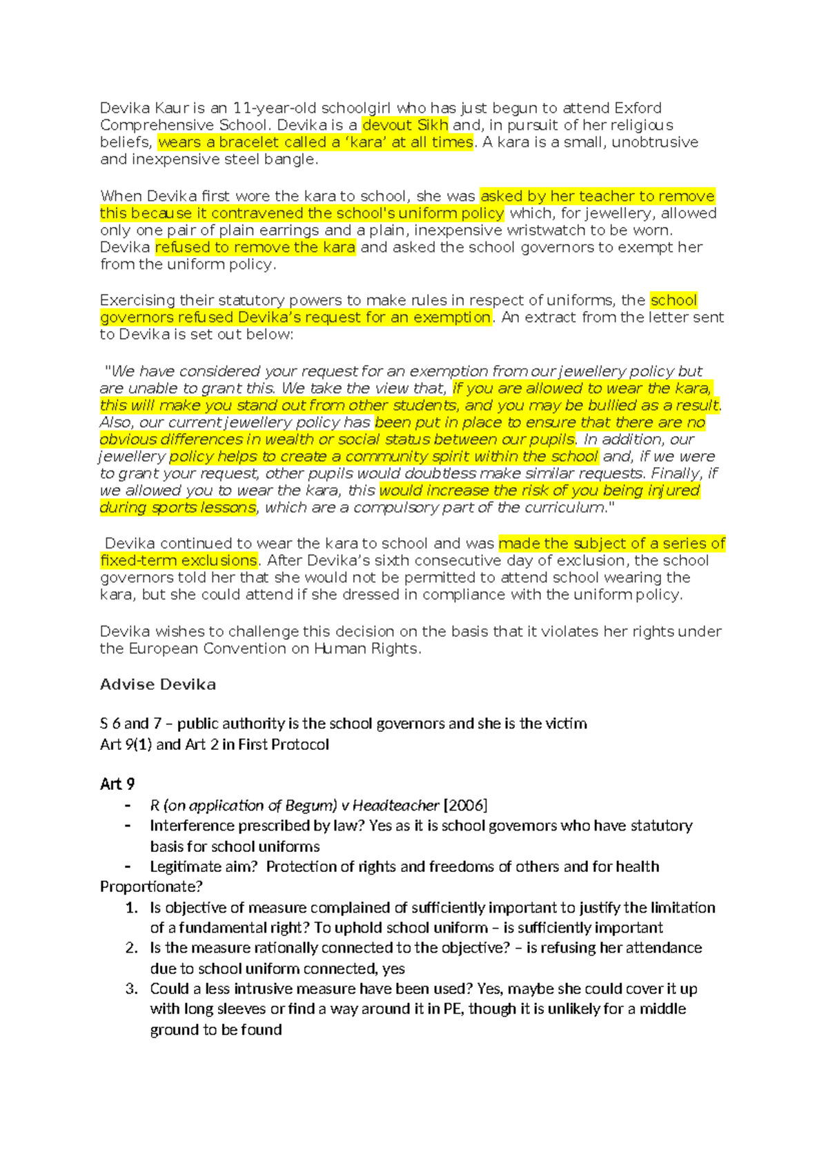 Article 9, human rights - Devika Kaur is an 11-year-old schoolgirl who ...