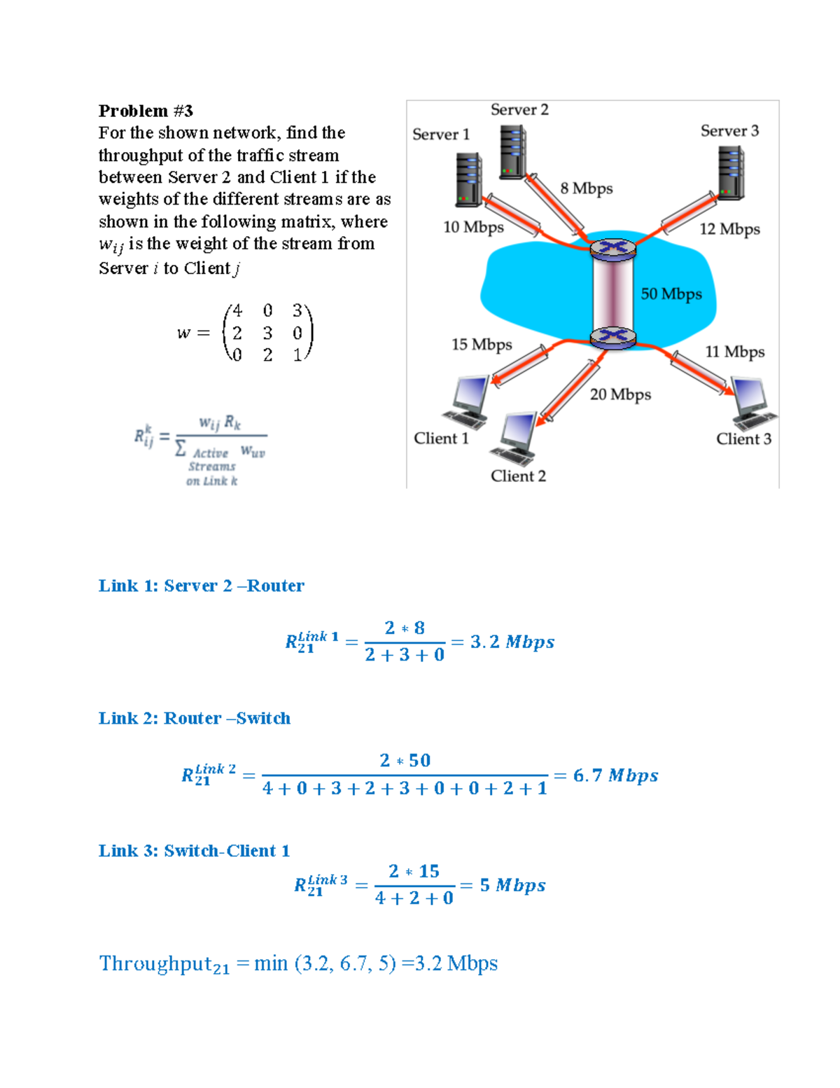 Problem 3 Solution - Problem # 3 For the shown network, find the throughput of the traffic ...