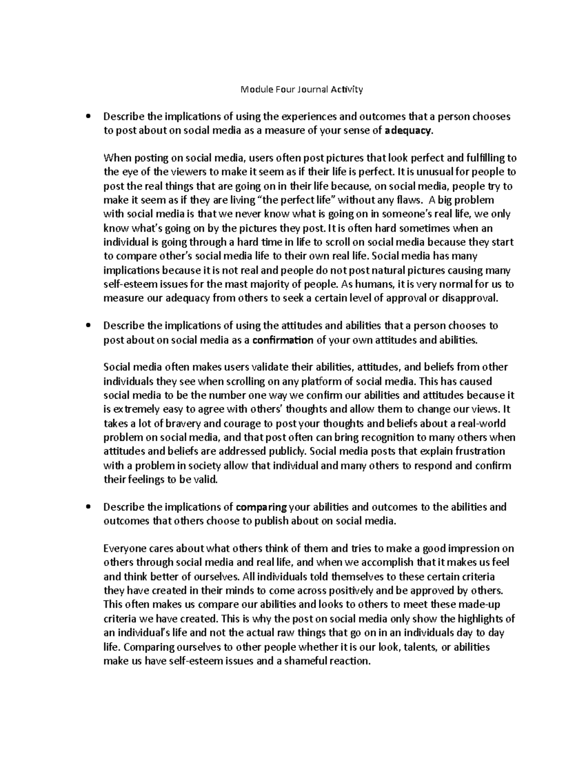 Module Four Activity - Module Four Journal Activity Describe the ...